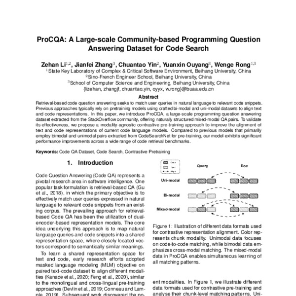 ProCQA: A Large-scale Community-based Programming Question Answering ...
