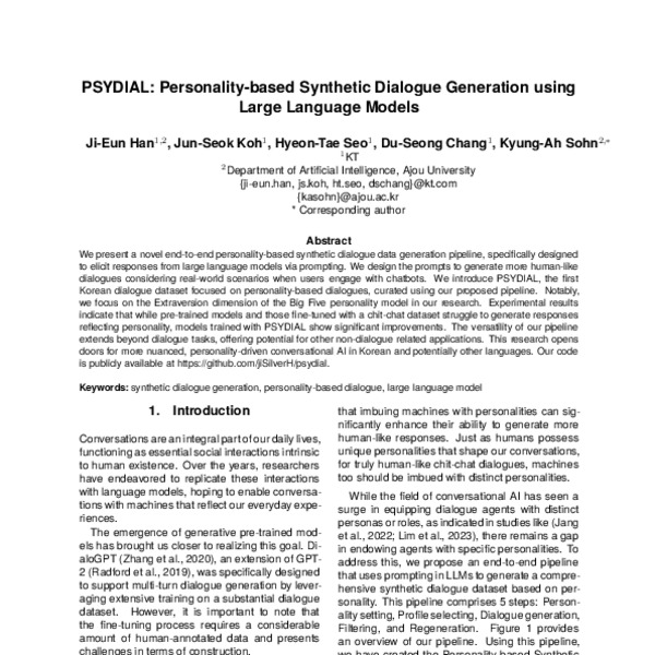 PSYDIAL: Personality-based Synthetic Dialogue Generation Using Large Language Models - ACL Anthology