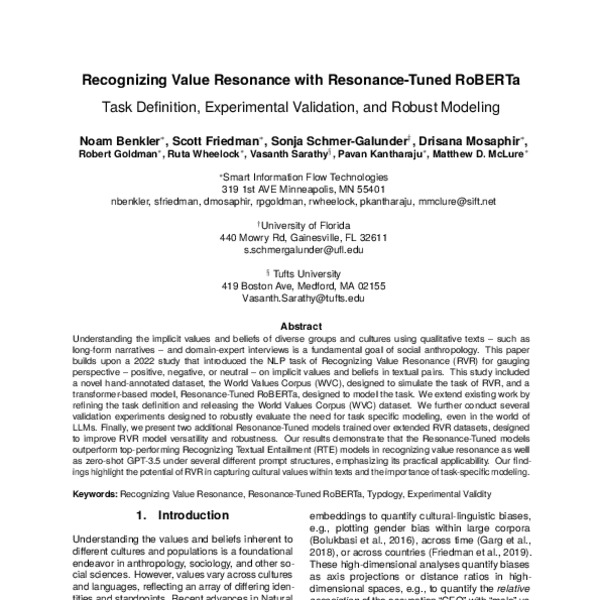Recognizing Value Resonance with Resonance-Tuned RoBERTa Task ...