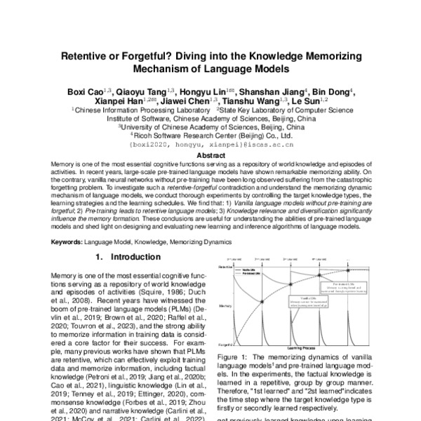 Retentive or Forgetful? Diving into the Knowledge Memorizing Mechanism of Language Models - ACL ...