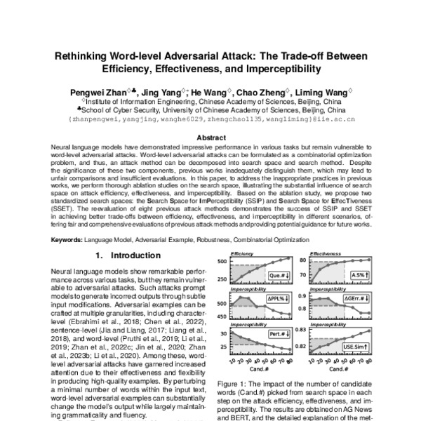 Rethinking Word-level Adversarial Attack: The Trade-off between Efficiency, Effectiveness, and ...