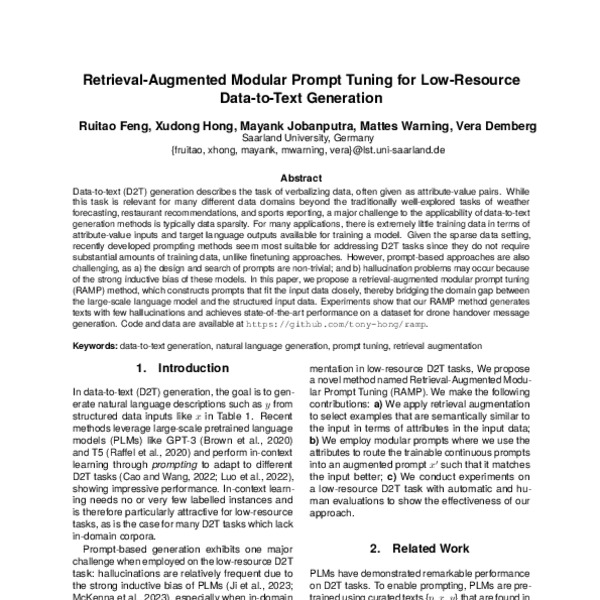Retrieval-Augmented Modular Prompt Tuning for Low-Resource Data-to-Text Generation - ACL Anthology