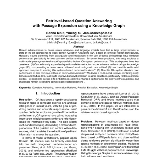 Retrieval-based Question Answering with Passage Expansion Using a Knowledge Graph - ACL Anthology