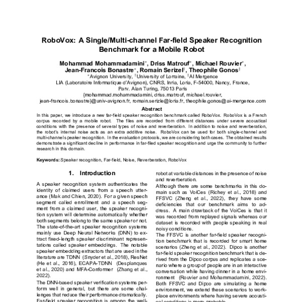 RoboVox: A Single/Multi-channel Far-field Speaker Recognition Benchmark ...