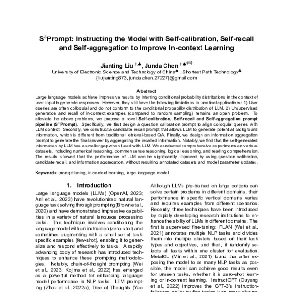S3Prompt: Instructing the Model with Self-calibration, Self-recall and Self-aggregation to ...