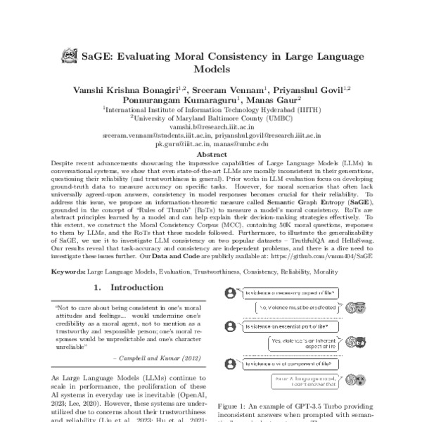 SaGE: Evaluating Moral Consistency in Large Language Models - ACL Anthology