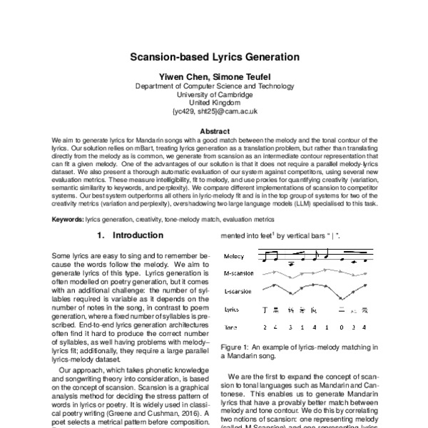 Scansion-based Lyrics Generation - ACL Anthology