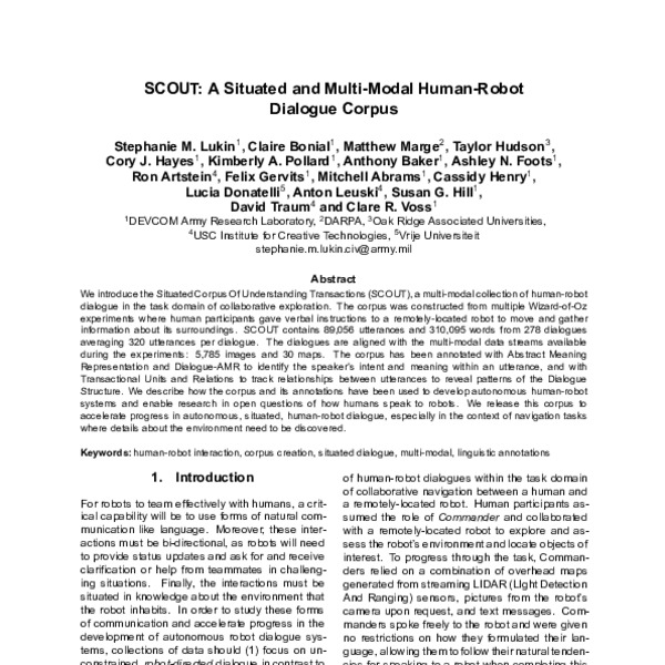 SCOUT: A Situated and Multi-Modal Human-Robot Dialogue Corpus - ACL ...