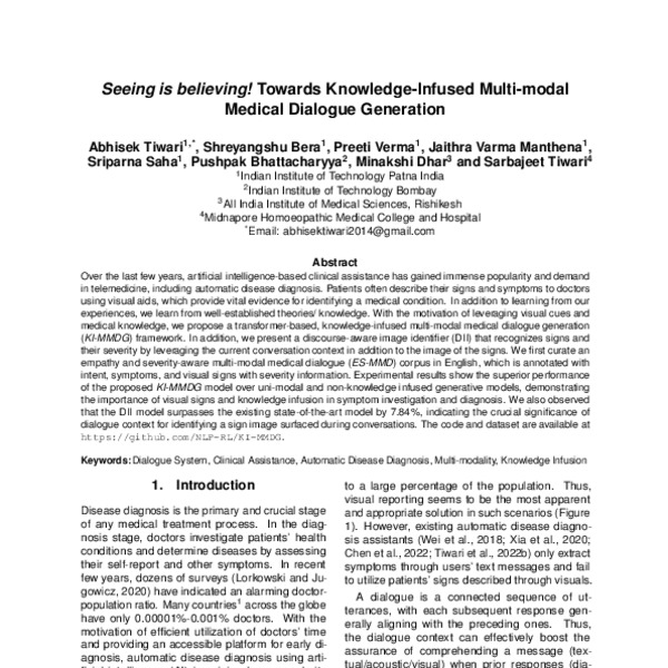 Seeing Is Believing! towards Knowledge-Infused Multi-modal Medical Dialogue Generation - ACL ...