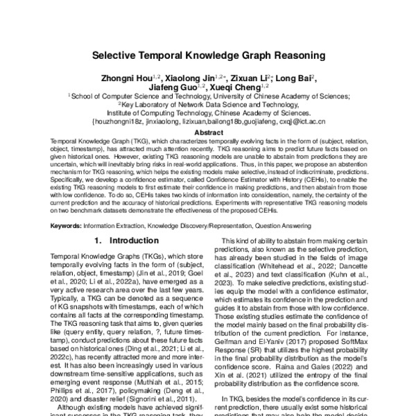 Selective Temporal Knowledge Graph Reasoning - ACL Anthology