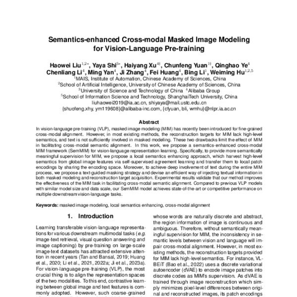 Semantics Enhanced Cross Modal Masked Image Modeling For Vision Language Pre Training Acl