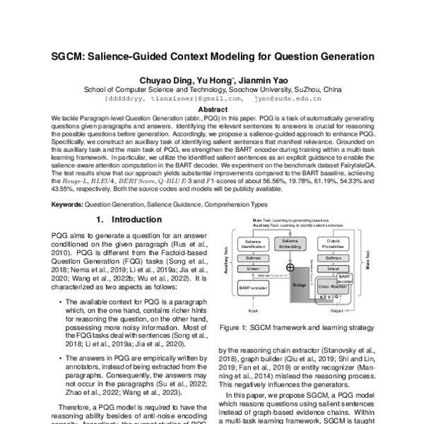 SGCM: Salience-Guided Context Modeling for Question Generation - ACL Anthology
