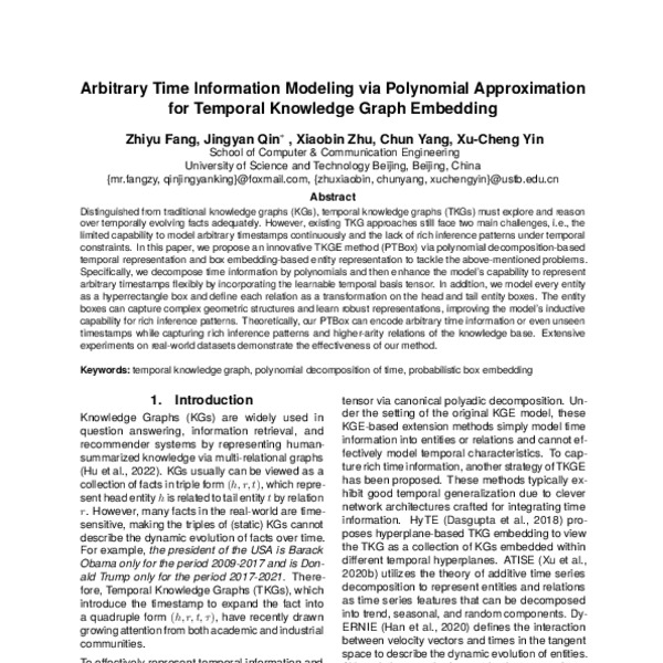 Arbitrary Time Information Modeling Via Polynomial Approximation For Temporal Knowledge Graph