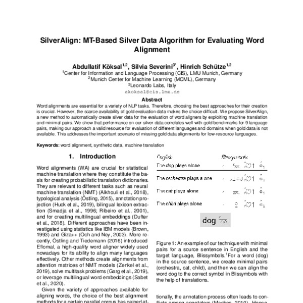 Silveralign Mt Based Silver Data Algorithm For Evaluating Word