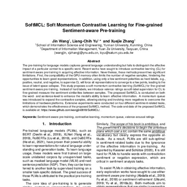 SoftMCL: Soft Momentum Contrastive Learning for Fine-grained Sentiment ...