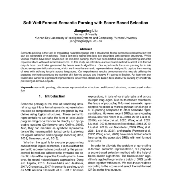 Soft Well-Formed Semantic Parsing with Score-Based Selection - ACL Anthology