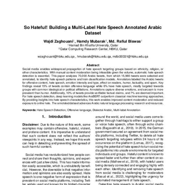 So Hateful! Building a Multi-Label Hate Speech Annotated Arabic Dataset - ACL Anthology