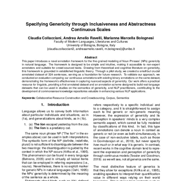Specifying Genericity through Inclusiveness and Abstractness Continuous ...