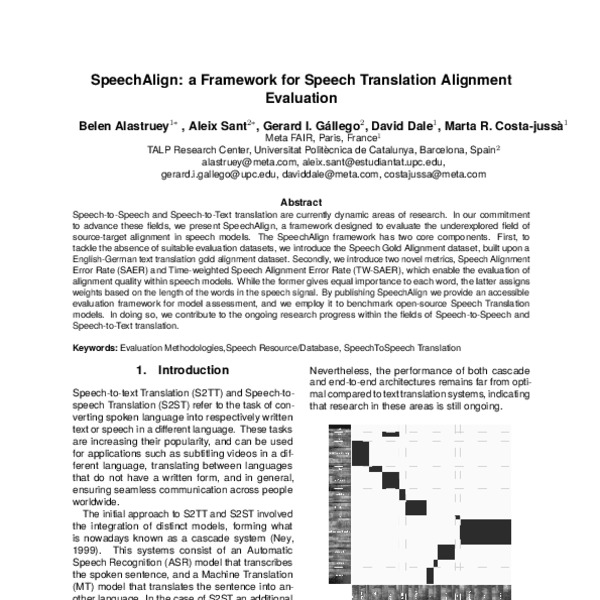 SpeechAlign: A Framework for Speech Translation Alignment Evaluation - ACL Anthology