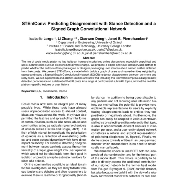 STEntConv: Predicting Disagreement between Reddit Users with Stance Detection and a Signed Graph ...