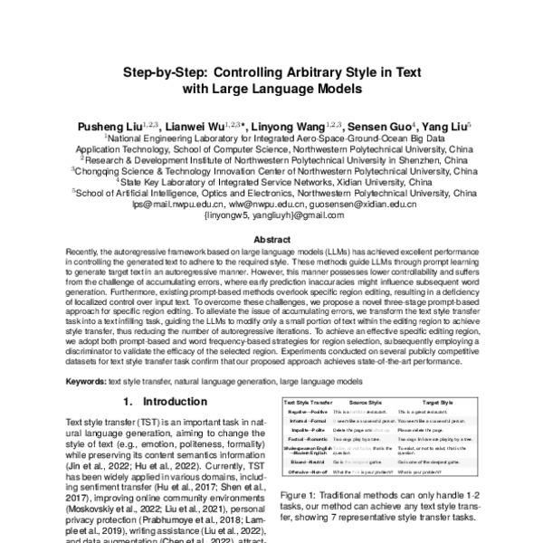 Step-by-Step: Controlling Arbitrary Style in Text with Large Language Models - ACL Anthology