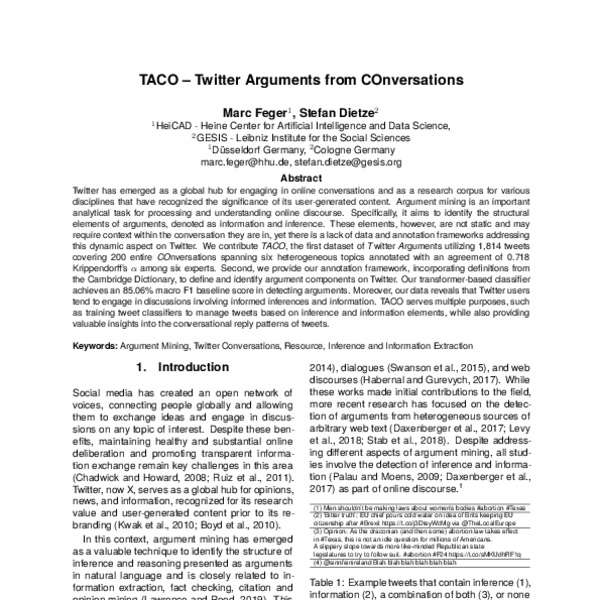 TACO – Twitter Arguments from COnversations - ACL Anthology