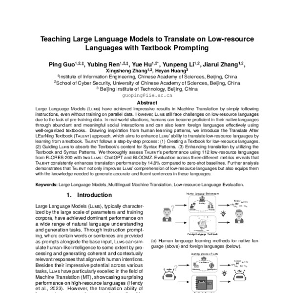 Teaching Large Language Models to Translate on Low-resource Languages with Textbook Prompting ...