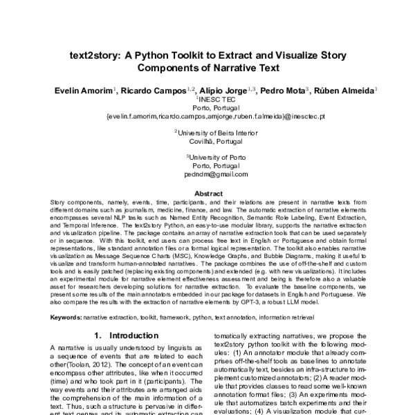 text2story: A Python Toolkit to Extract and Visualize Story Components of Narrative Text - ACL ...