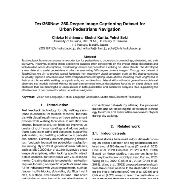 Text360Nav: 360-Degree Image Captioning Dataset for Urban Pedestrians Navigation - ACL Anthology