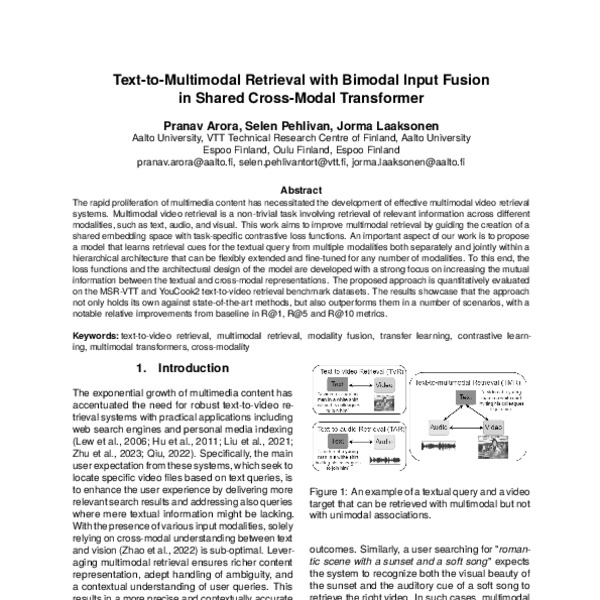 Text To Multimodal Retrieval With Bimodal Input Fusion In Shared Cross Modal Transformer Acl