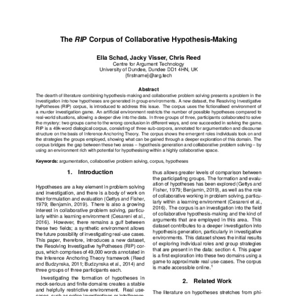The RIP Corpus of Collaborative Hypothesis-Making - ACL Anthology