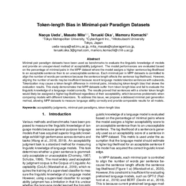 Token-length Bias in Minimal-pair Paradigm Datasets - ACL Anthology