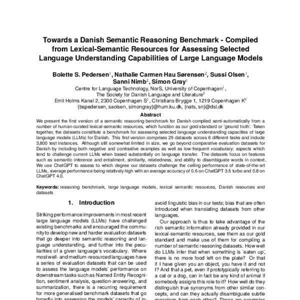 Towards A Danish Semantic Reasoning Benchmark Compiled From Lexical