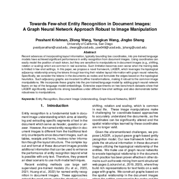 Towards Few Shot Entity Recognition In Document Images A Graph Neural Network Approach Robust