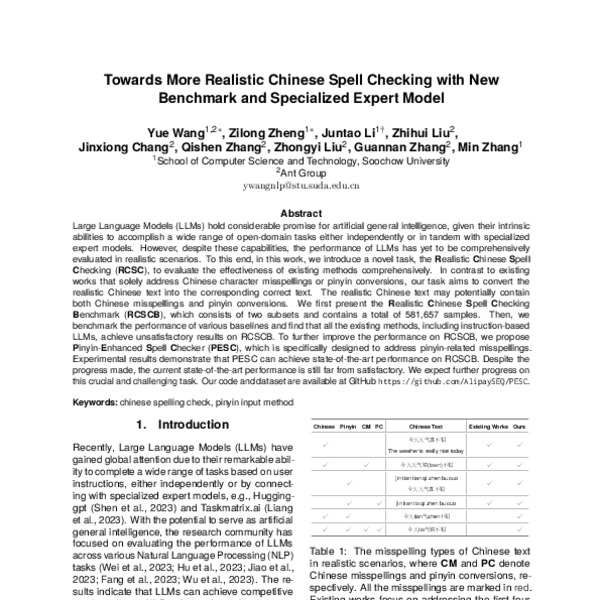 Towards More Realistic Chinese Spell Checking with New Benchmark and ...