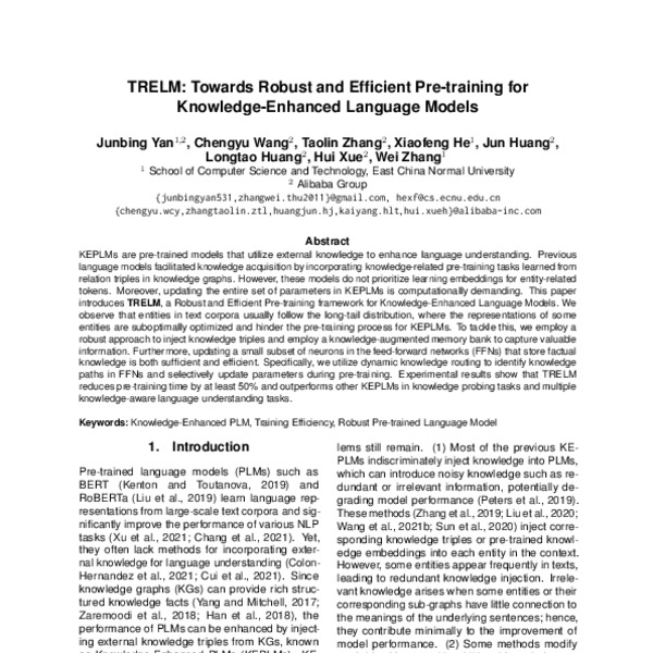 TRELM: Towards Robust and Efficient Pre-training for Knowledge-Enhanced ...