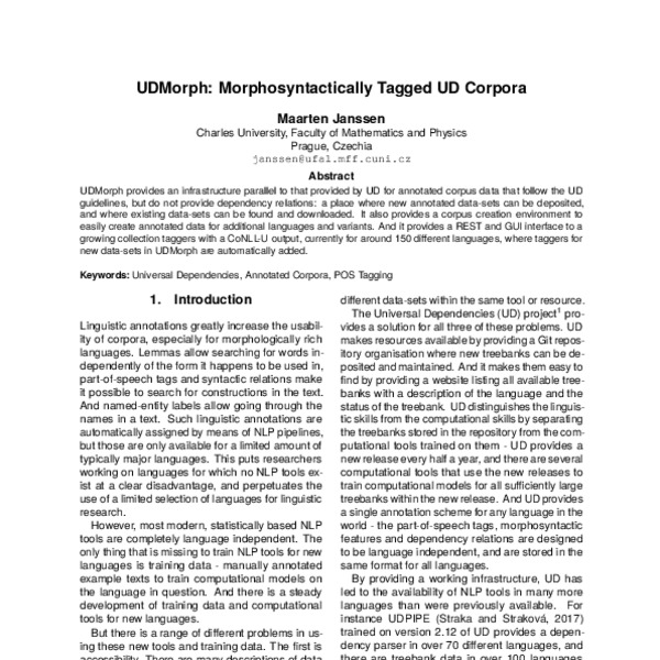 UDMorph: Morphosyntactically Tagged UD Corpora - ACL Anthology