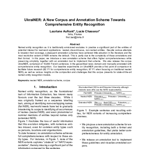 UkraiNER: A New Corpus and Annotation Scheme towards Comprehensive Entity Recognition - ACL ...