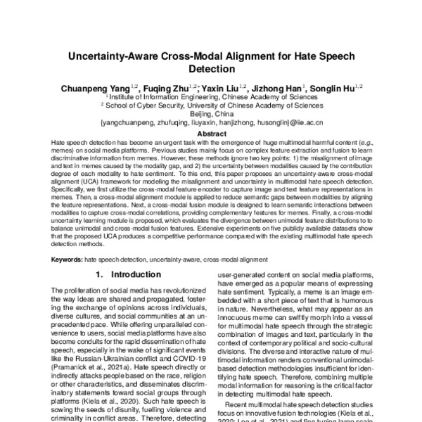 Uncertainty-Aware Cross-Modal Alignment for Hate Speech Detection - ACL ...