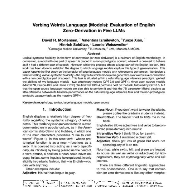 Verbing Weirds Language (Models): Evaluation of English Zero-Derivation ...