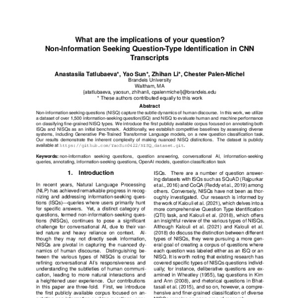 What Are the Implications of Your Question? Non-Information Seeking Question-Type Identification ...