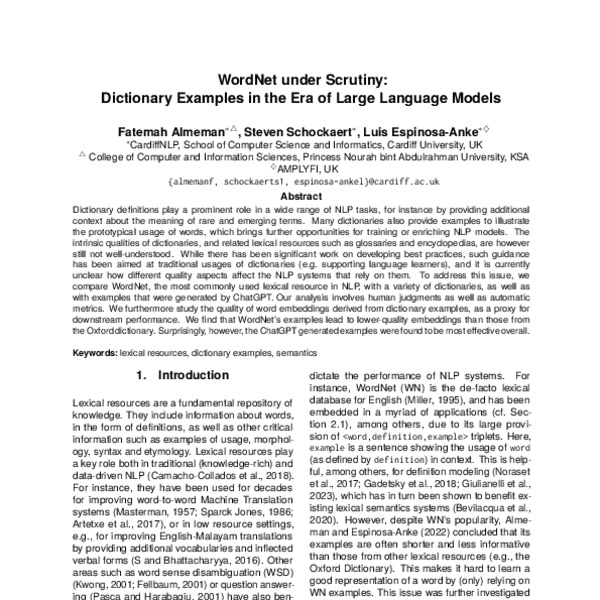 WordNet under Scrutiny: Dictionary Examples in the Era of Large ...