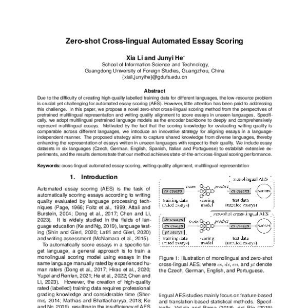 Zero-shot Cross-lingual Automated Essay Scoring - ACL Anthology