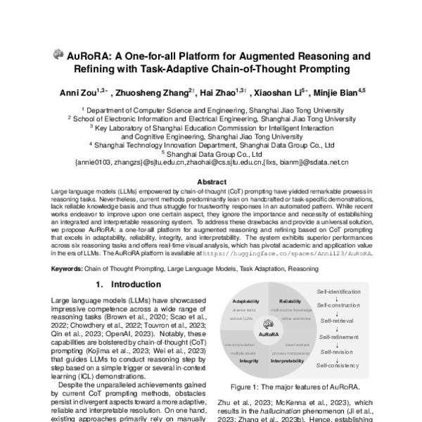 AuRoRA: A One-for-all Platform for Augmented Reasoning and Refining with Task-Adaptive Chain-of ...