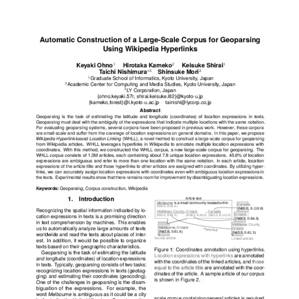 Automatic Construction of a Large-Scale Corpus for Geoparsing Using ...