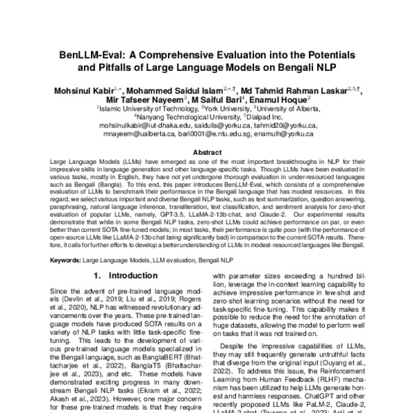 BenLLM-Eval: A Comprehensive Evaluation into the Potentials and Pitfalls of Large Language ...