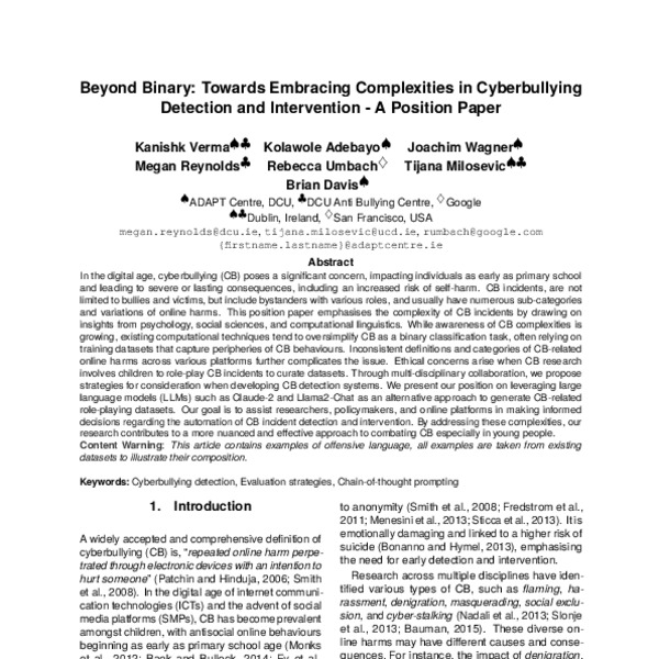 Beyond Binary Towards Embracing Complexities In Cyberbullying Detection And Intervention A