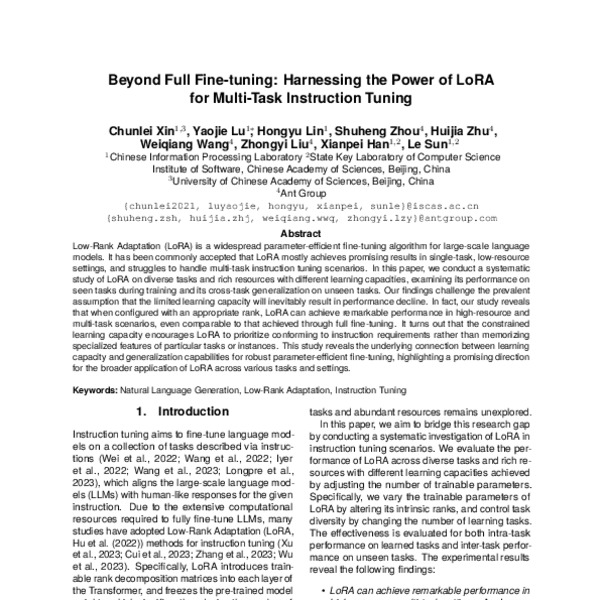 Beyond Full Fine Tuning Harnessing The Power Of Lora For Multi Task Instruction Tuning Acl