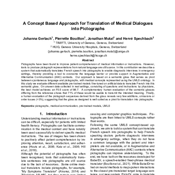 A Concept Based Approach for Translation of Medical Dialogues into Pictographs - ACL Anthology