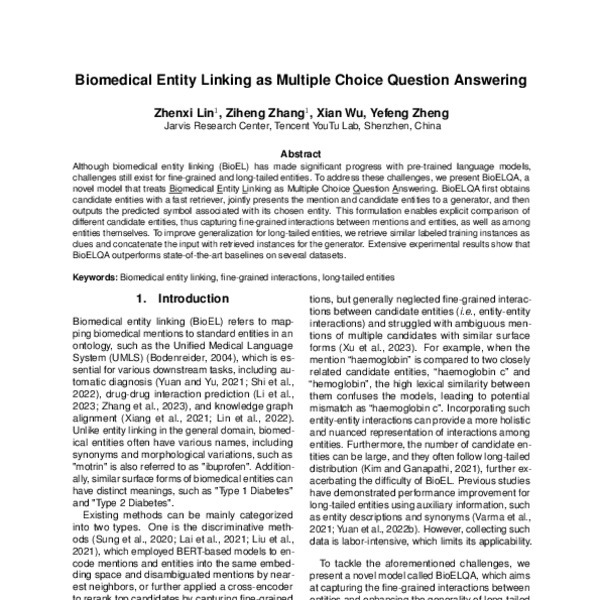 Biomedical Entity Linking as Multiple Choice Question Answering - ACL Anthology
